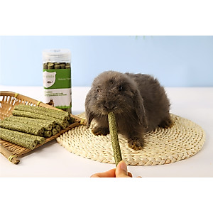 DAMPET Natural Timothy Hay Sticks, Natural Apple Sticks, Timothy Molar Rod for Small Animals, Rabbits Hamsters Guinea Pigs Gerbils Groundhog Squirrels(20pcs) (Timothy)