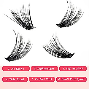 Cluster Lashes 240pcs Lash Extension D Curl False Eyelashes Individual Lash Clusters Eyelash Extension Mixed Length Eyelash Clusters Natural Look Eyelash Extension Cluster Lashes (40D-0.07D-9-16mm)