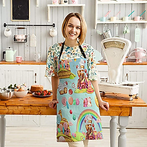 HGOD DESIGNS Candy Kitchen Apron,Cartoon Game Sweet Candy Land Design Kitchen Aprons For Women Men For Cooking Gardening Adjustable Home Bibs,Adult Size
