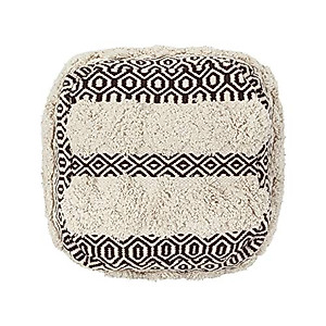 Christopher Knight Home Ella Hand-Woven Fabric Cube Pouf, Natural, Brown