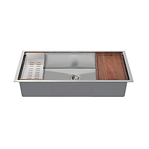 Swiss Madison Rivage 45 x 19 Single Basin Undermount Kitchen Workstation Sink, stainless steel (SM-KU756)