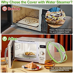 Upgraded Microwave Splatter Cover for Food,Clear Microwave Cover with Water Steamer,Adjustable Vented Splatter Guard,10" Plate Covers,Kitchen Essentials & Gadgets and Accessories