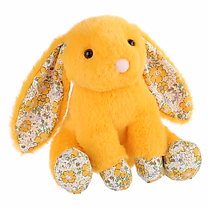Apricot Lamb Toys Plush Yellow Bunny Rabbit Stuffed Animal with Fluffy Soft Flower Ears 8 Inches