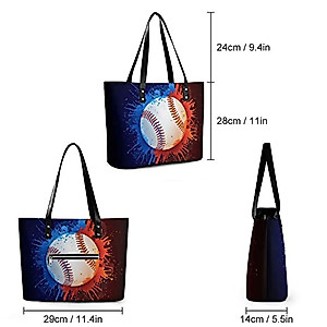 Womens Handbag Baseball Ball Softball Leather Tote Bag Top Handle Satchel Bags For Lady