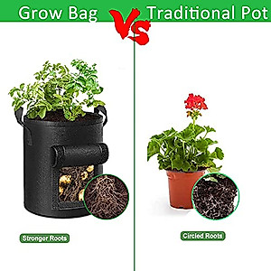 ADORMA 6-Pack 10 Gallon Potato Grow Bags, Heavy Duty Fabric Pots with Handles,300G Thickened Nonwoven Pots for Plants