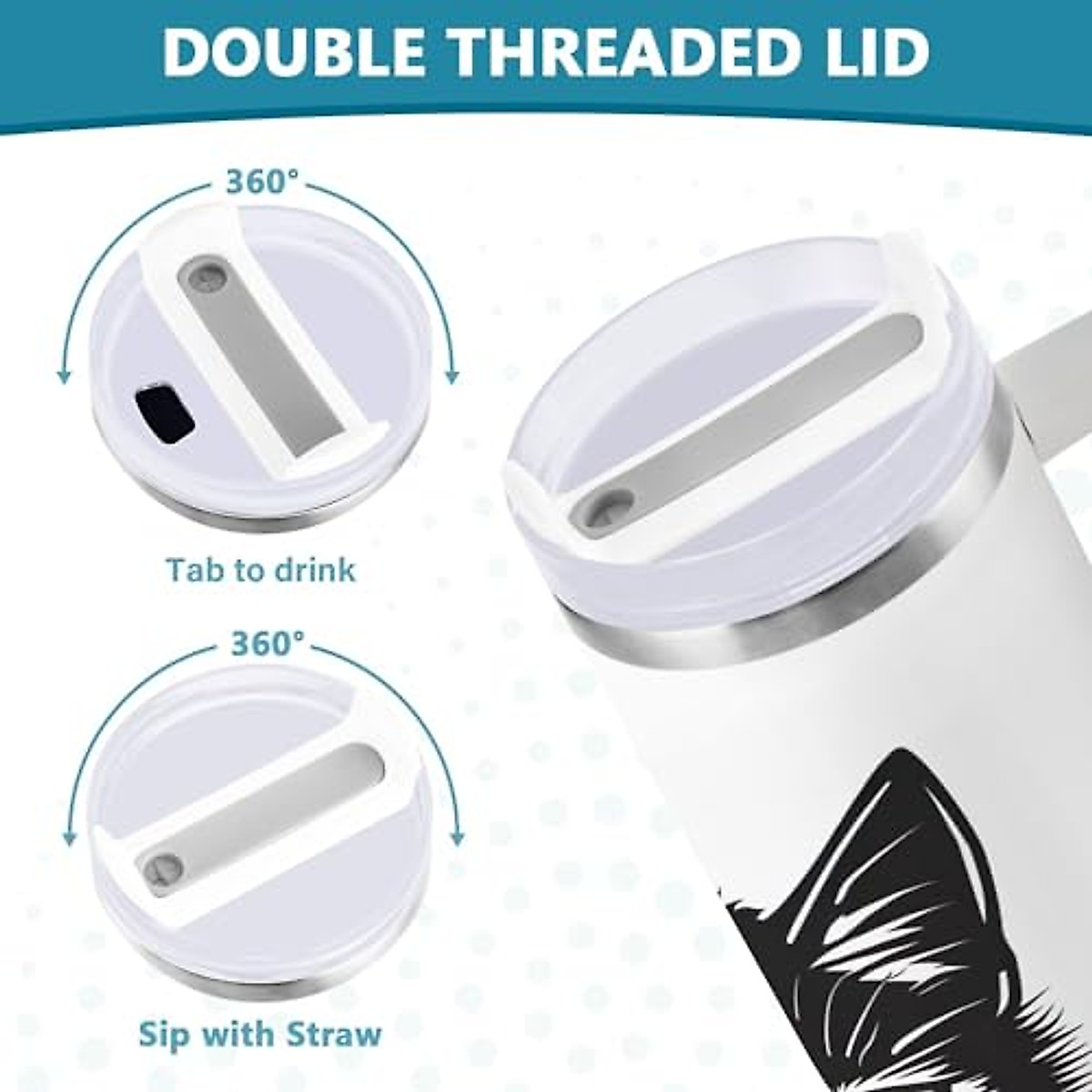 ODAWA Cat Skull Travel Tumbler 30 Oz Water Cup with Straw and Lid