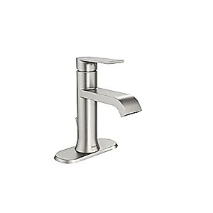 MOEN Genta Single Hole Single-Handle Bathroom Faucet in Spot Resist Brushed Nickel