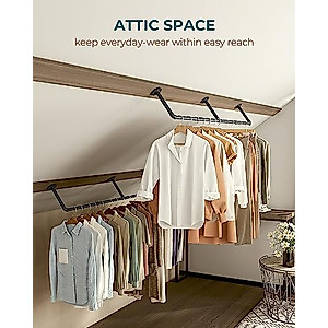 OROPY Clothes Rack, 65.7" Industrial Pipe Clothing Rack 2 Pack for Clothes, Wall Mounted Heavy Duty Space Saving Garment Rack for Closet Storage, Black, 3 Base