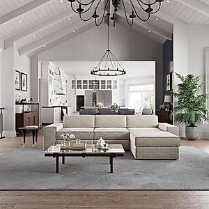 POVISON 115.75" Oversized Modern Modular Sectional Sofa for Living Room Large Sectional Couches Velvet L Shaped Deep Seat Sofa Set 3 Seat with Reversible Ottoman Big Comfy Cloud Couch for House Office