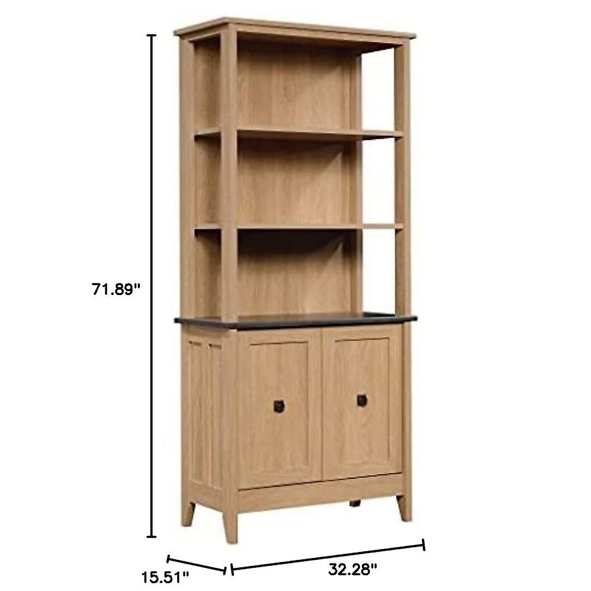 Sauder August Hill Bookcase, L: 32.28" x W: 15.51" x H: 71.89", Dover Oak Finish