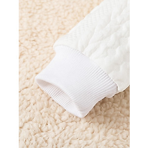 MIEKISA Baby Boys and Girls Winter Long Sleeve White Hooded Romper Infant Outfit (White, 3-6M)