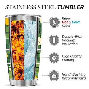 FOCIUZTA Cartoon Tennis Ball Pattern 20oz Tumbler with Lid, Travel Coffee Cup, Ideal for Easter, Gaming Enthusiast, Mother Day, and Birthday Gifts