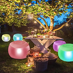 Ccinnoe LED Light Air Sofa with Ottoman, Indoor/Outdoor LED Inflatable Chair, Big Size Brow Up Illuminated Sofa, Lazy Couch with LED Lights and Ottoman for Party, Yard, Indoor Rooms