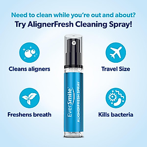 EverSmile AlignerFresh Cleaning Spray for Invisalign and All Clear Aligners and Retainers – On-the-Go Cleaning & Teeth Whitening, Kills Bacteria, Fights Bad Breath – Mint Flavor, 10ml (2 Pack)