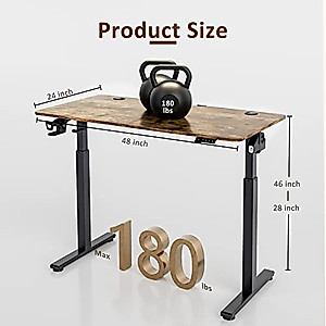 Azonanor Standing Desk - Stand up Desk with Splice Board, Electric Adjustable Height Desk, 48 x 24 Inches Sit Stand Home Office Desk