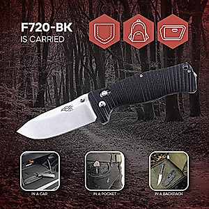 Ganzo G720-GR Tactical Folding Knife Window Breaker 440C Blade Army Green G10 Handle w/Paper Box & Draw String Bag G720