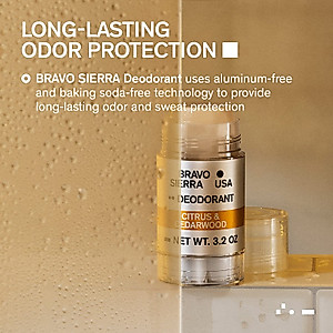 Aluminum-Free Natural Deodorant for Men by Bravo Sierra, 2-Pack - Long Lasting All-Day Odor and Sweat Protection - Citrus and Cedarwood, 3.2 oz - Paraben-Free, Baking Soda Free, Vegan & Cruelty-Free