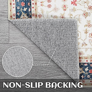 COZYLOOM 9x12 Large Living Room Area Rug Washable Rug Indoor Vintage Bedroom Rug with Rubber Backing Oriental Area Rug Throw Floor Carpet Floral Dining Room Large Carpet Home Office Rug, Gold