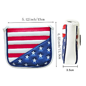 Mykepoda USA Square Mallet Golf Putter Head Cover Stars and Stripes Flag Pattern Headcover Magnetic