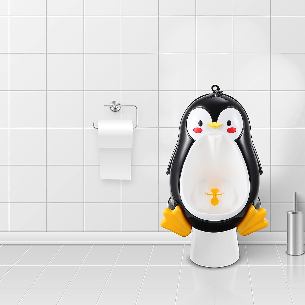 Boy Pee Potty with Aiming Potty Training Urinal Penguin Training Urinal Boy Urinal Toddler Pee Trainer Toilet Bathroom Funny Baby Training Potties (Black)