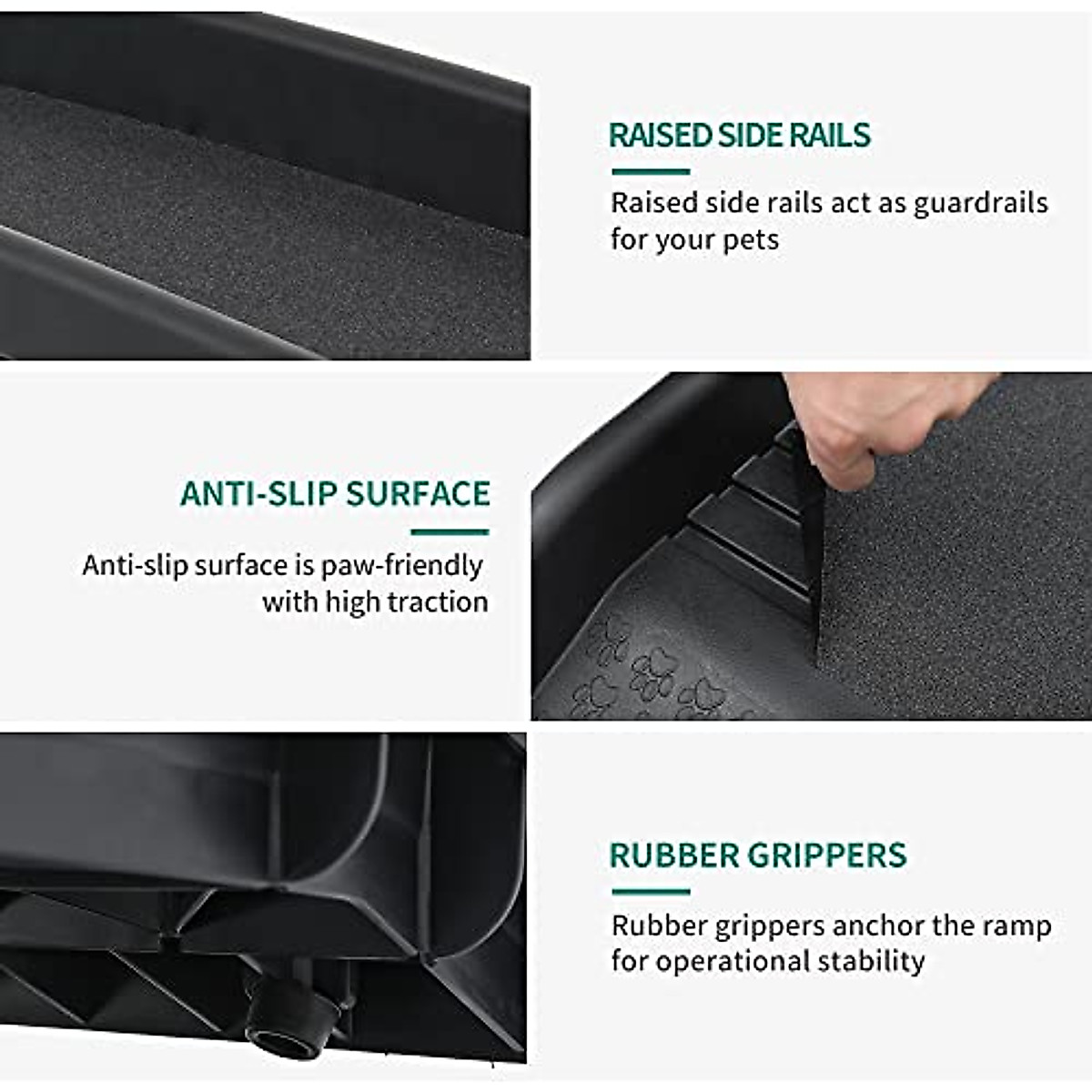 YITAHOME 61in Folding Dog Ramp for Cars with Anti-Slip Tape, Portable Pet Ramp for Large Dogs, Lightweight Resin Dog Car Ramp with Safe Raised Sides Stairs Step for SUV Truck, 150lbs Load Capacity