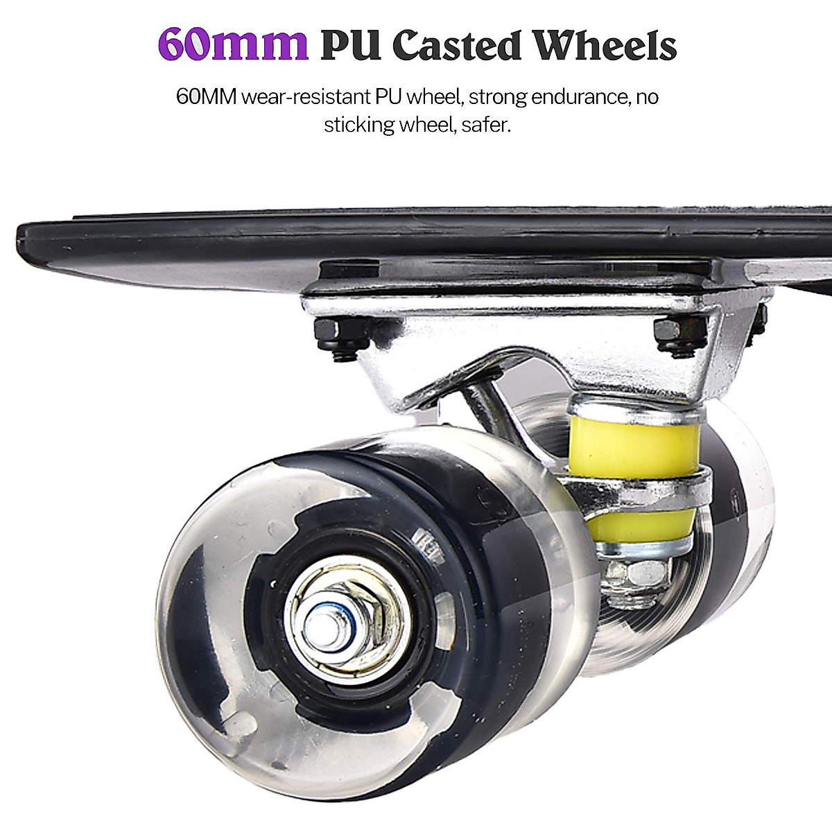 DADDYCHILD Skateboards Complete 22 Inch Mini Cruiser Skateboard for Kids Boys Youths, Light up Wheels for Beginners