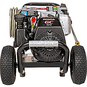 SIMPSON Cleaning MSH3125 MegaShot 3200 PSI Gas Pressure Washer, 2.5 GPM, Honda GC190 Engine, Includes Spray Gun and Extension Wand, 5 QC Nozzle Tips, 1/4-in. x 25-ft. MorFlex Hose, (49-State), Black