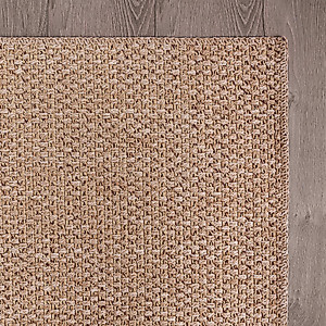 CAMILSON Easy Jute Rug 5x7, Indoor Outdoor Natural Color Farmhouse Area Rugs for Living Room Patio and Kitchen Rug, Solid Boho Woven Design, Easy-Cleaning, Washable Outside Carpet Alfombras (5 x 7)