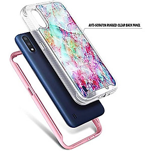 E-Began Case for Samsung Galaxy A01 with [Built-in Screen Protector], Full-Body Protective Rugged Bumper Cover, Shockproof Impact Resist Durable Case -Marble Design Fantasy