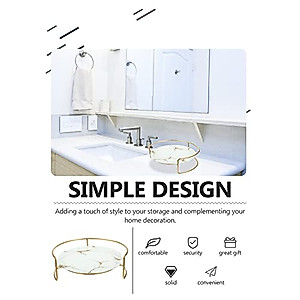 ARTIBETTER Rack Multifunctional Shower Spices Lotion Bathroom Racks Layer Serving Vanity Hotel Products Skincare Marble Countertop Pattern Towel Flowerpot Iron Kitchen Makeups Standing Round