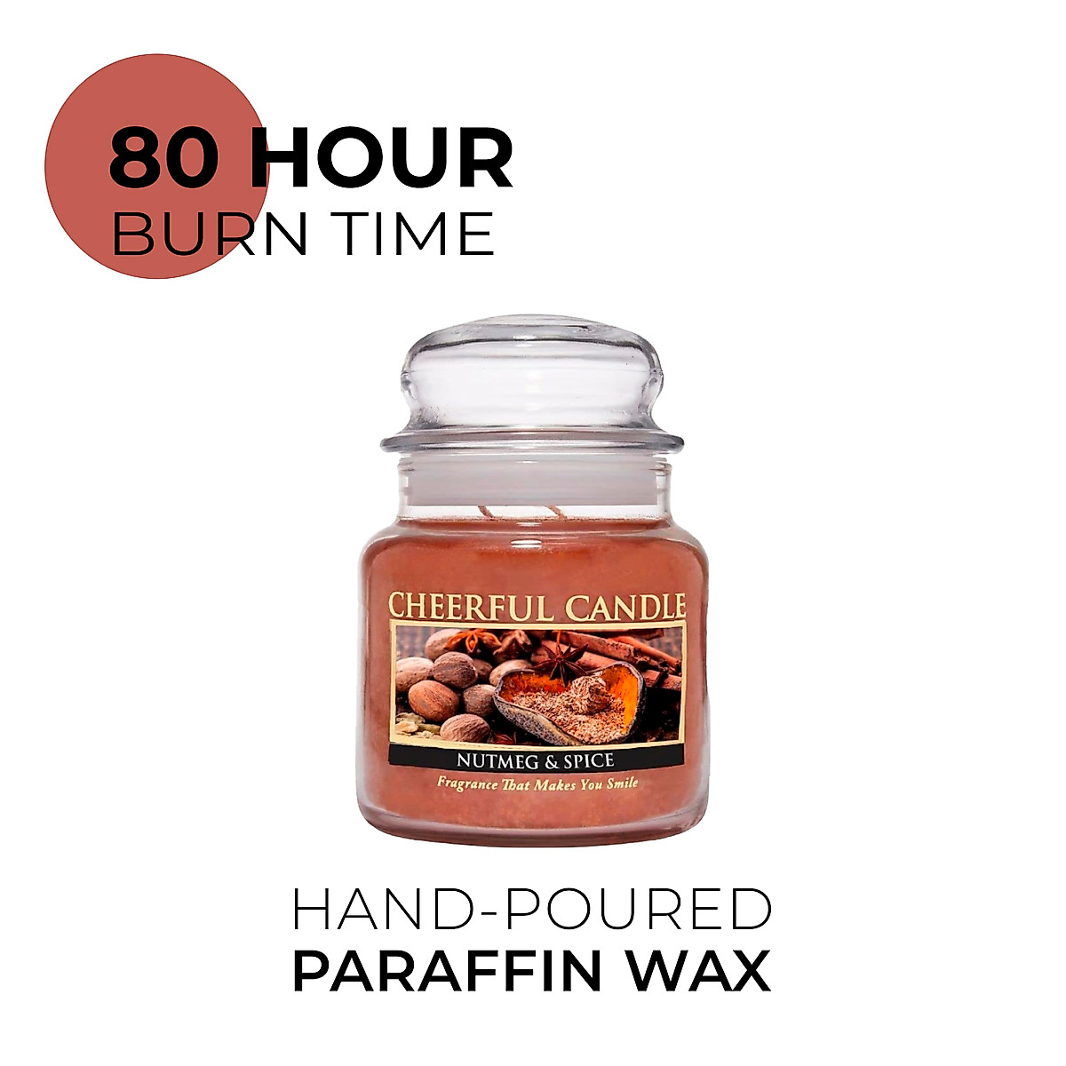 A Cheerful Giver - Nutmeg & Spice - 16oz Scented Candle Jar - Cheerful Candle -80 Hours of Burn Time, Candles Gifts for Women