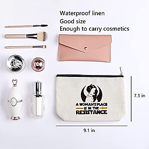 kdxpbpz Feminist Gifts, A Woman’s Place Is in the Resistance, Feminist Makeup Bag Gift for Women Sister Girls Friend, Empowerment Empowered Woman, Sci-fi Movie Fan Gift, Travel Toiletry Zipper Pouch
