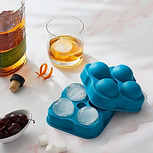 Houdini Large Sphere Ice Tray Mold, Makes Four Ice Balls, Blue