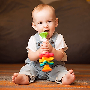 Fat Brain Toys MiniSpinny - Travel-Friendly Spinning, Textured Sensory Baby Toy