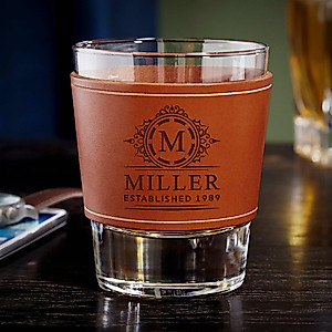 Stanford Custom Leather Wrap Whiskey Glass (Personalized Product)