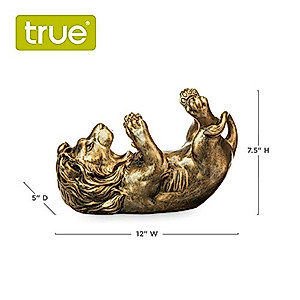 True Lion Polyresin Wine Bottle Holder Set of 1, Antiqued Bronze, Holds 1 Standard Wine Bottle