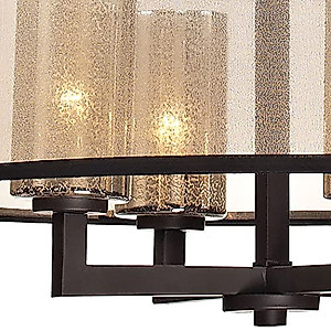 Elk Home Diffusion Modern 4-Light Chandelier-Oiled Bronze Metal, Beige Organza Fabric and Mercury Glass Shade, W24 X D24 X H25 Inch, Mid-Century Modern, Luxe Glam, LED and Dimmer Compatible
