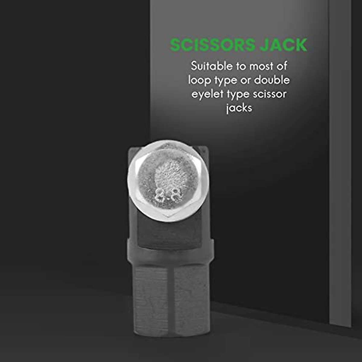 Guddla 2 Pcs Scissor Jack-Adaptor Black Metal 1/2 Inch for Use with 1/2 Inch Drive or Impact Wrench Tools IJA001