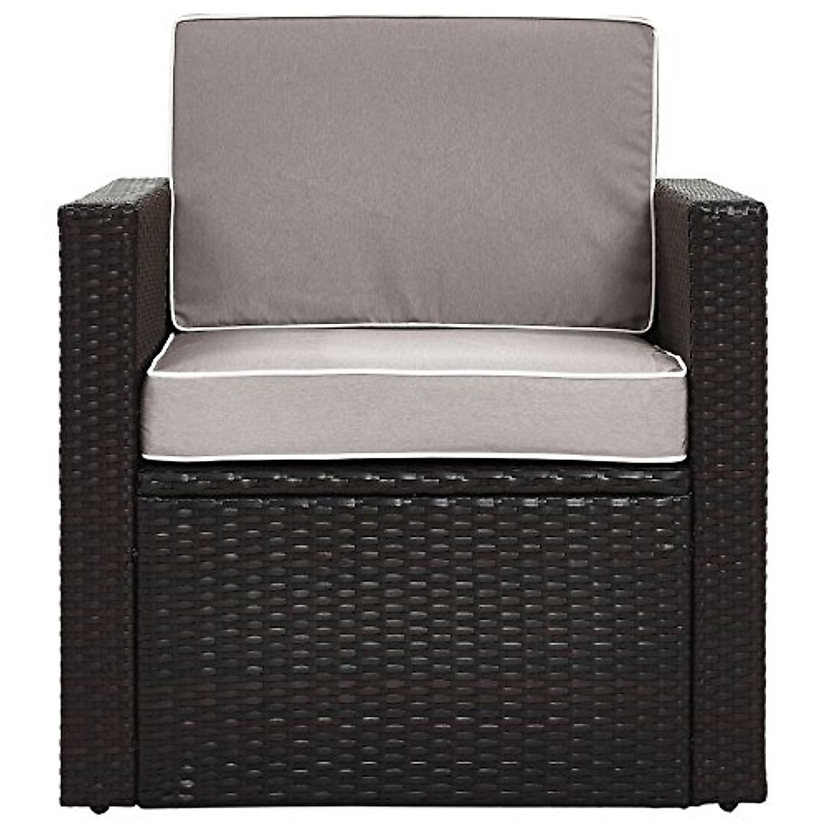 Crosley Furniture Palm Harbor 2-Piece Outdoor Chair Set, Wicker Patio Chairs for Conversation, Porch, Deck, Brown with Gray Cushions