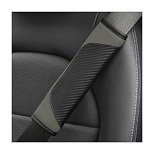 AUCELI 2PCS Car Seat Belt Cover, Carbon Fiber Safety Seatbelt Shoulder Strap Covers, Breathable Leather Soft Harness Pad Protect Your Neck and Shoulder Compatible with Cars