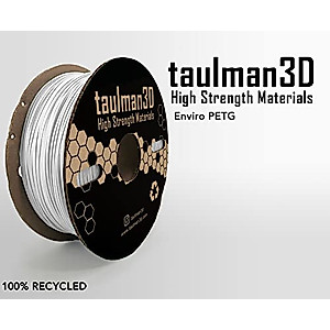 taulman3D PETG Recycled Filament 1.75mm, 3D Printer Consumables, 1kg Spool (2.2lbs), 100% Recycled Enviro PETG, Fit Most FDM Printer (White)