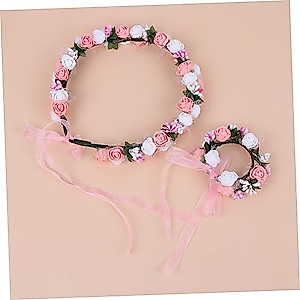 FOMIYES 2pcs Hair Tie Bracelet Bride Headpieces for Wedding Corsage Wristlet Band Flower Garland Flower Wristband Floral Headdress Hair Accessories Headband Headgear Hair Ring The Flowers
