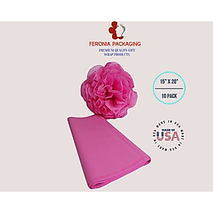 Feronia packaging Hot Pink Tissue Paper Squares, Bulk 10 Sheets, Premium Gift Wrap and Art Supplies for Birthdays, Holidays, or Presents, Large 15 Inch x 20 Inch Made in USA