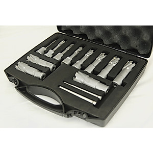 BLUEROCK 13 Piece 1-3/8" Depth Tungsten Carbide Tip (TCT) Annular Cutter Set of 11 for Magnetic Drill