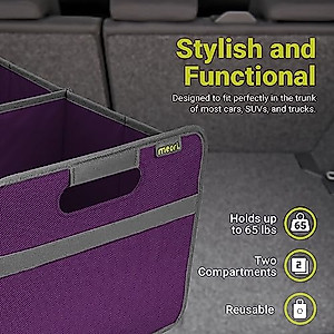 meori Large Trunk Organizer for Groceries Collapsible Midnight Magenta Storage Car SUV 2 Compartments
