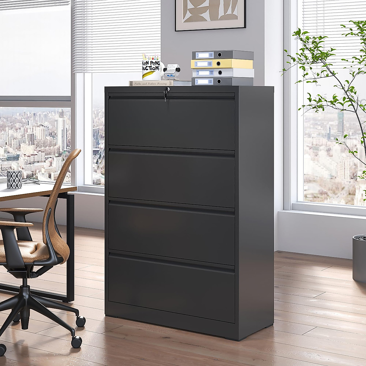 BIZOEIRON Lateral File Cabinet,Steel Storage File Cabinet for Letter/Legal/F4/A4 Size…