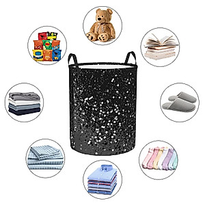 Laundry Basket Dark Gray Black Lady Glitter Collapsible Laundry Hamper With Handle Foldable Lightweight Clothes Storage Basket For Bathroom Bedroom College Dorms Small