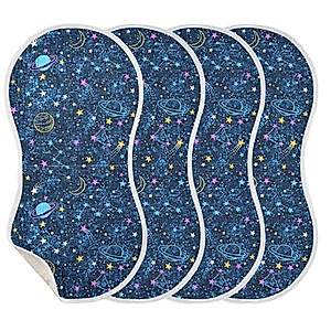vvfelixl Muslin Burp Cloths Colorful Planets Comets Baby Washcloths for Baby Girl Boys 2 Pack Blue