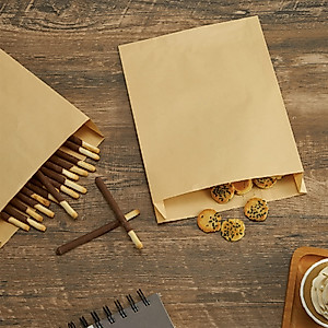 FOCCIUP Kraft Paper Sandwich Bags 50 Pack 6"x 1"x 8" Snack Bag Natural Open-Ended Bags