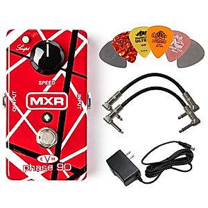MXR EVH90 Phase 90 Effects Pedal Bundle w/2 Patch Cables, 9V Power Supply, and 6 Assorted Dunlop Picks